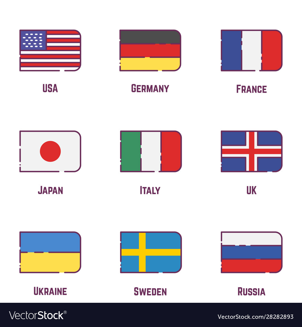 Set flags Royalty Free Vector Image - VectorStock