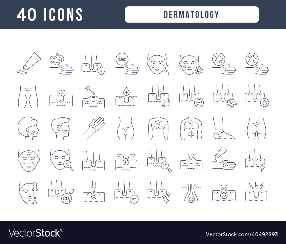 Set Of Linear Icons Of Dermatology Royalty Free Vector Image