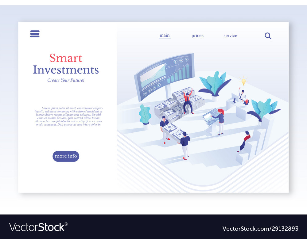 Stock market website page flat template Royalty Free Vector