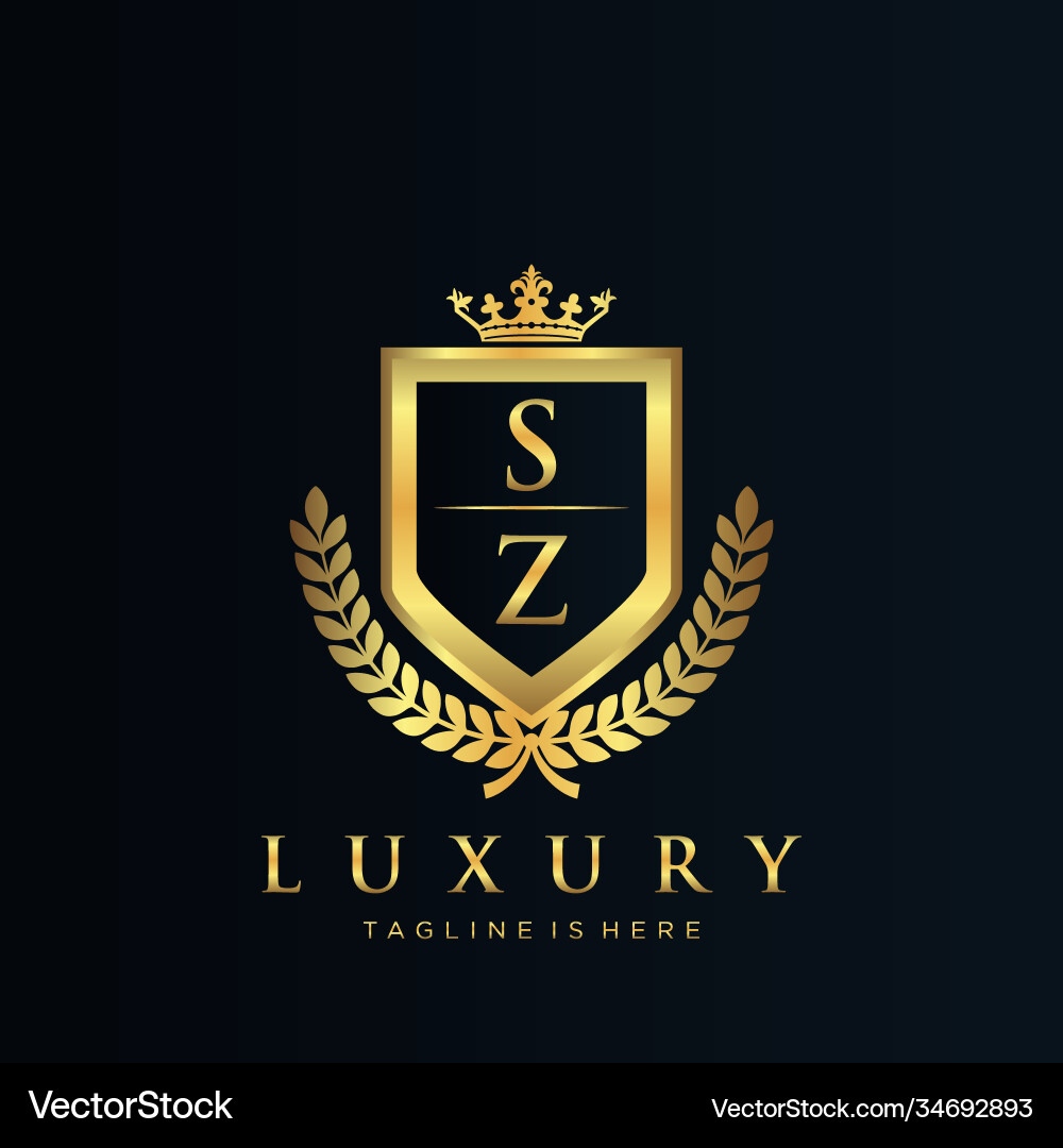 Sz letter initial with royal luxury logo template Vector Image