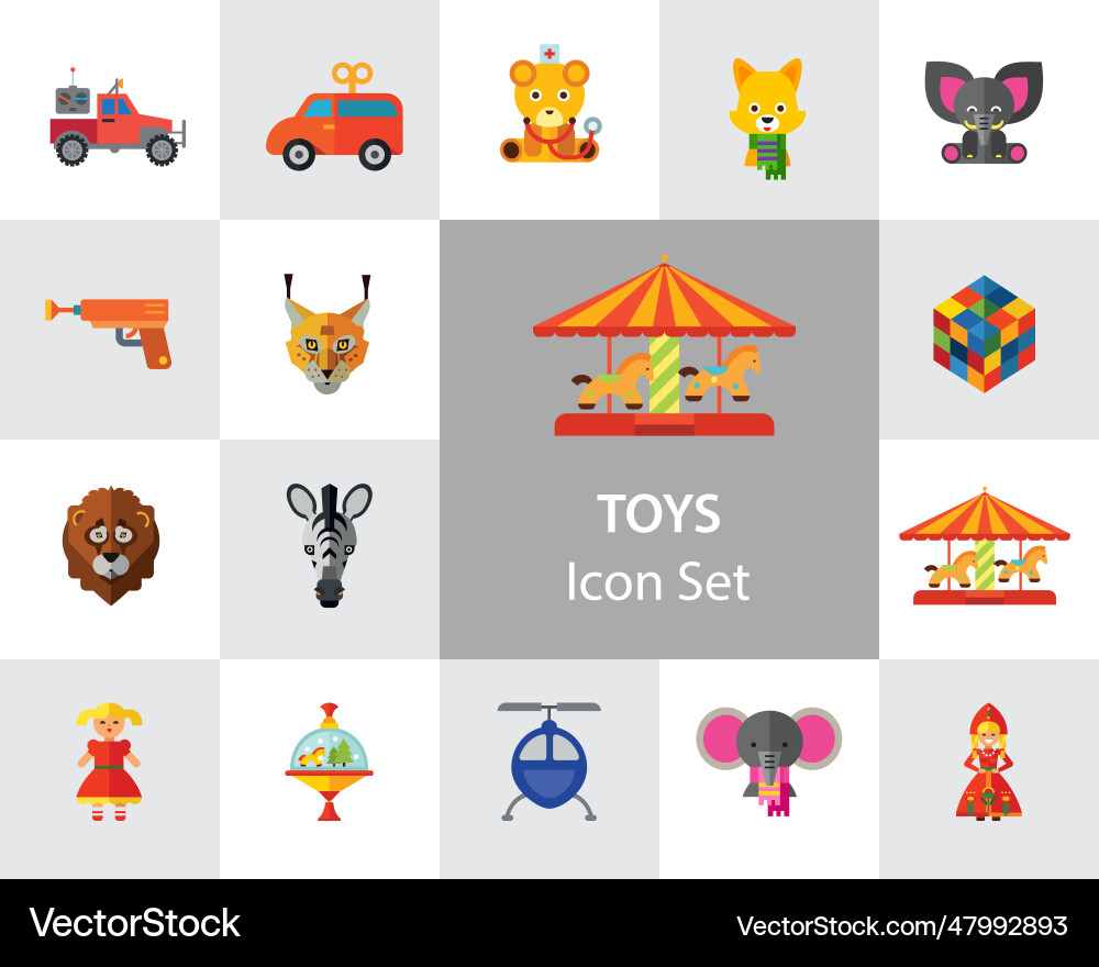 Toys icons set Royalty Free Vector Image - VectorStock