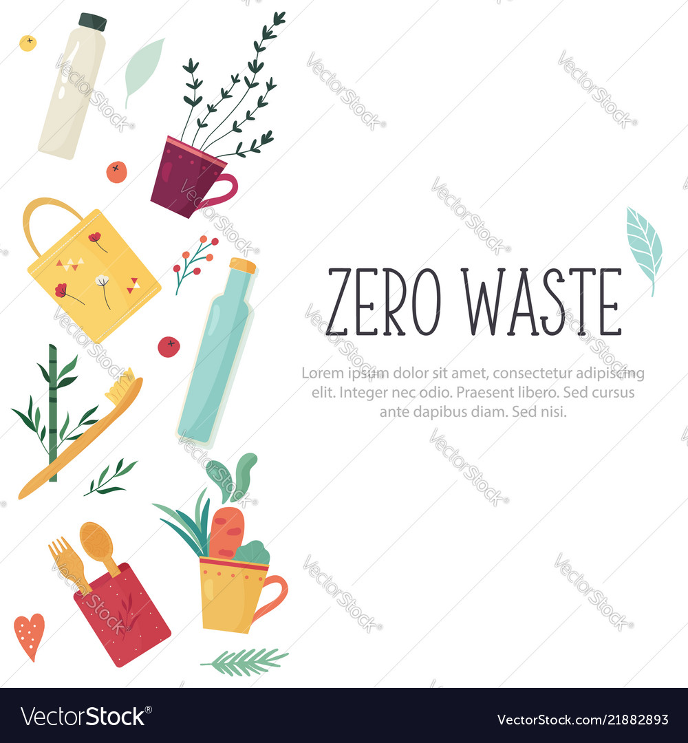 Zero waste concept design with elements Royalty Free Vector