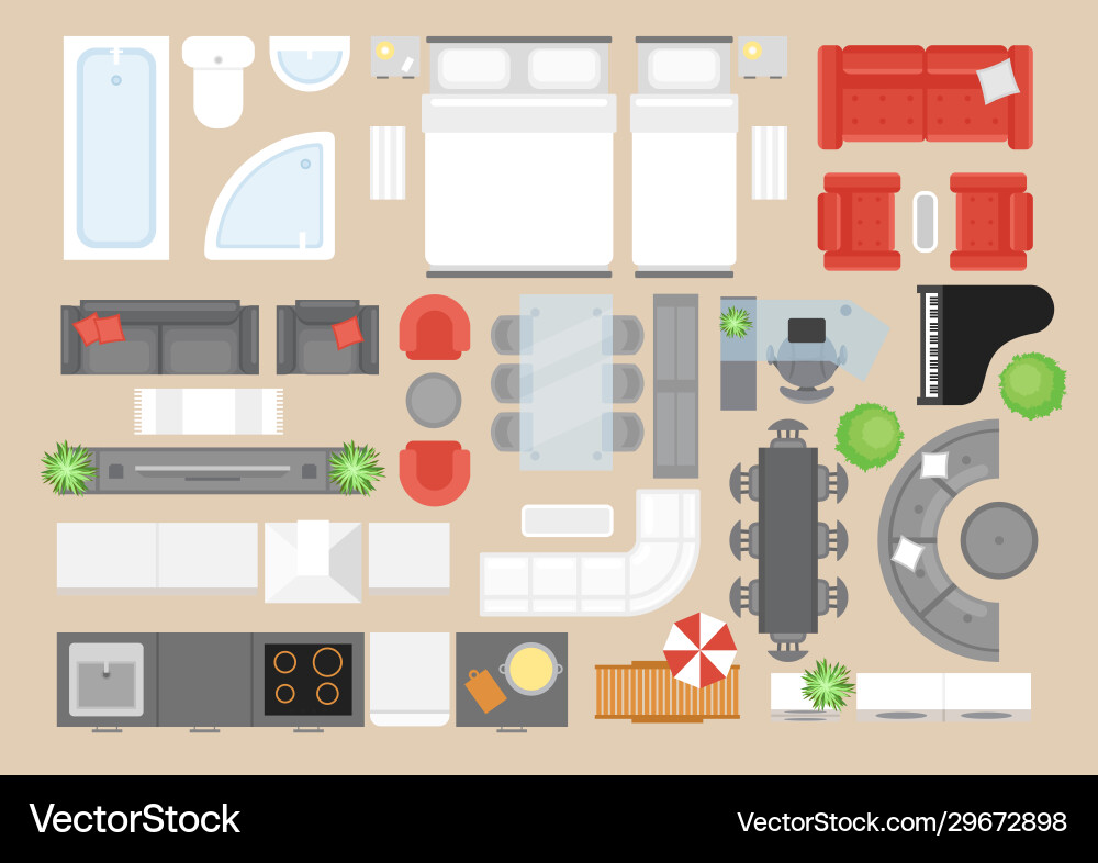 Apartment furniture flat set Royalty Free Vector Image