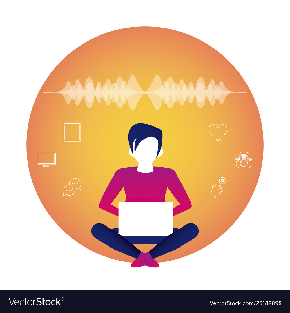 Avatar connected computer online Royalty Free Vector Image