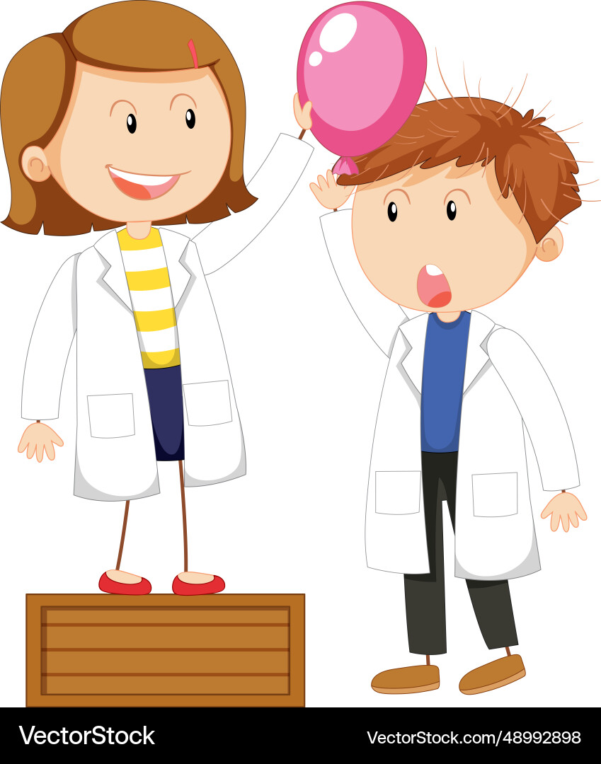 Cute scientists cartoon character conducting Vector Image