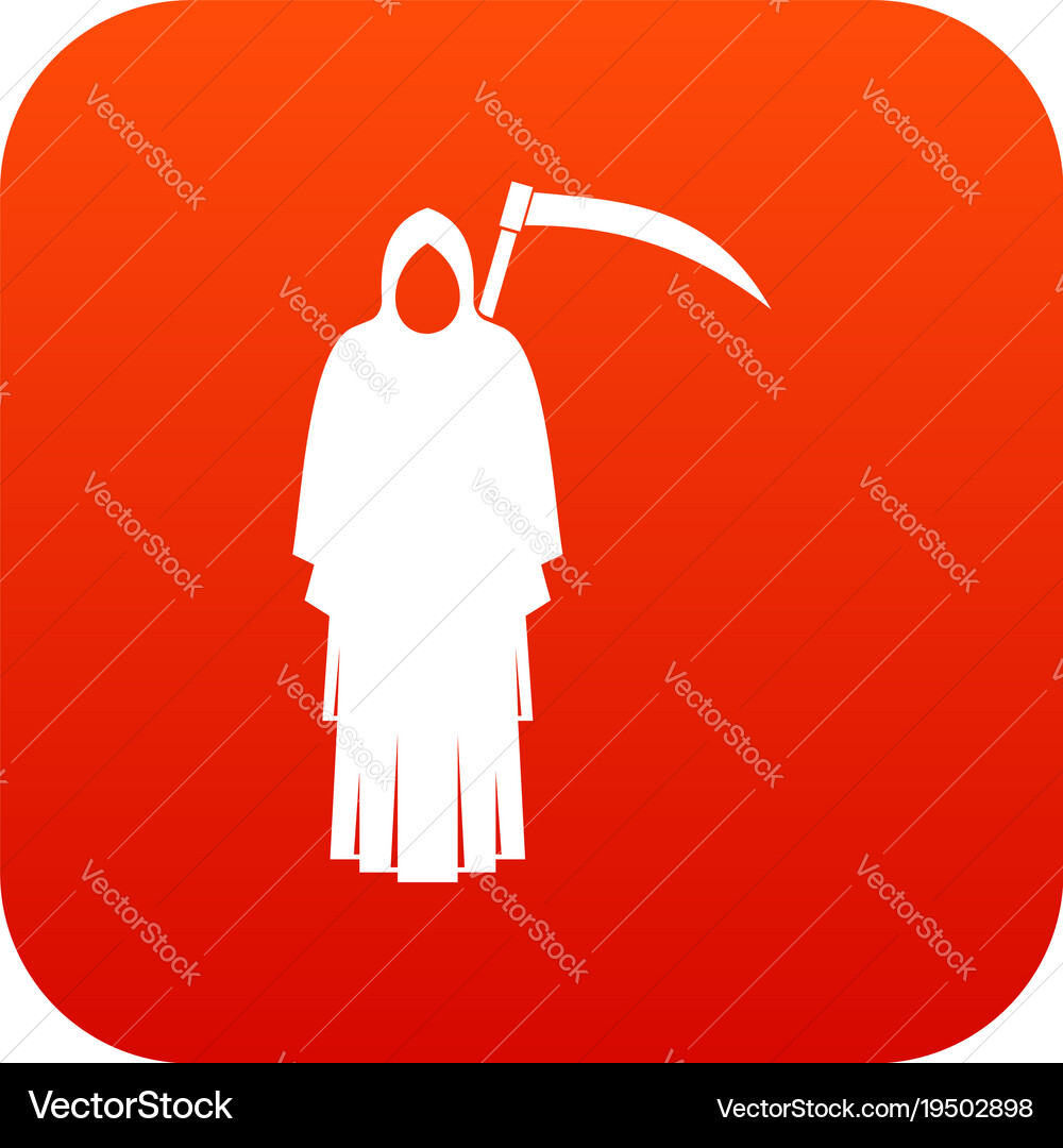 Death with scythe icon digital red Royalty Free Vector Image