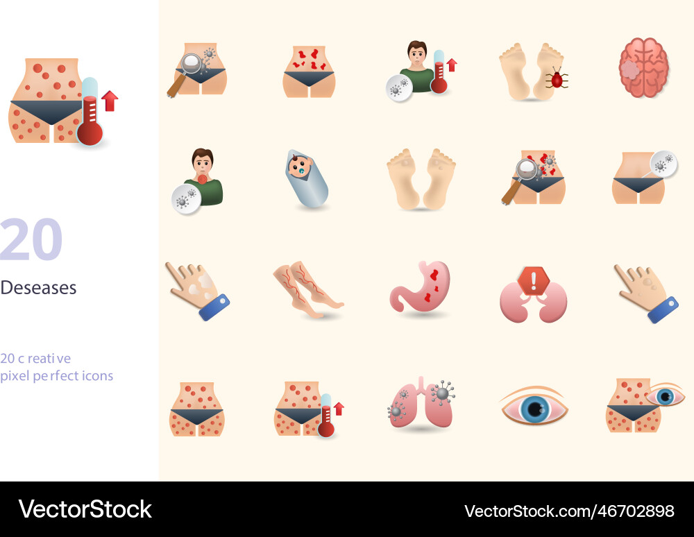 Deseases set creative icons typhoid fever Vector Image