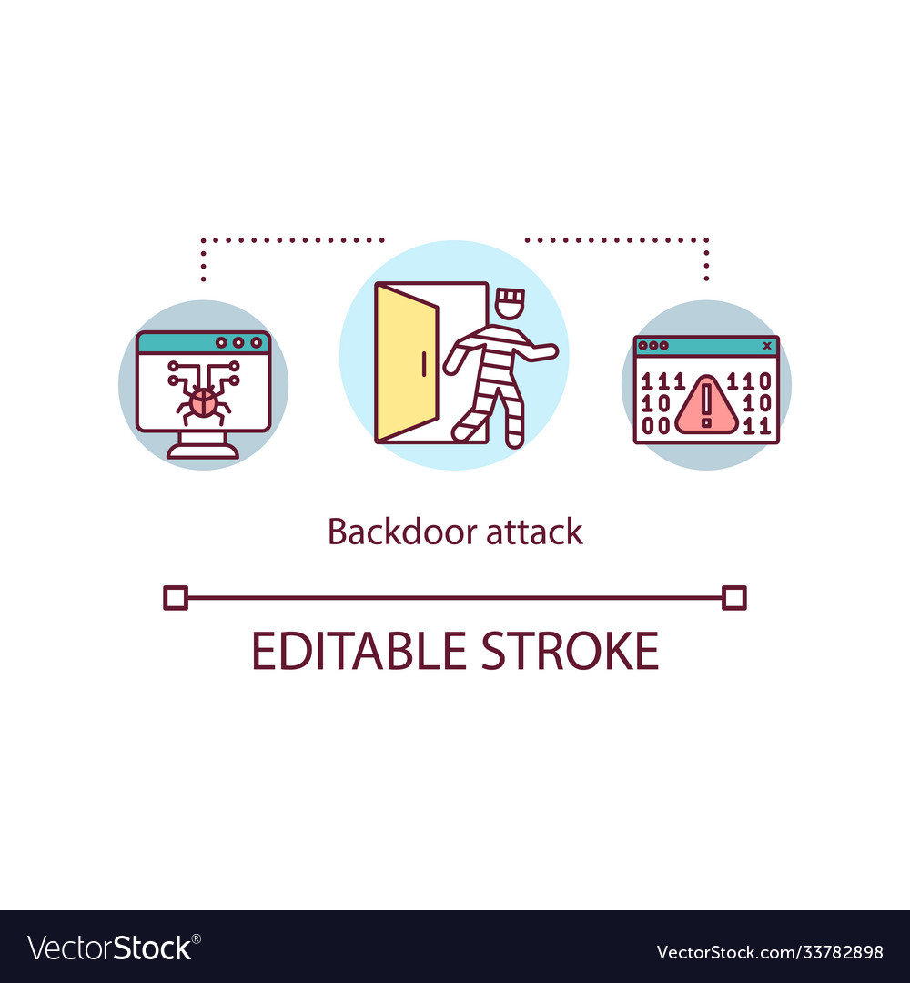 Detecting backdoor attacks concept icon Royalty Free Vector