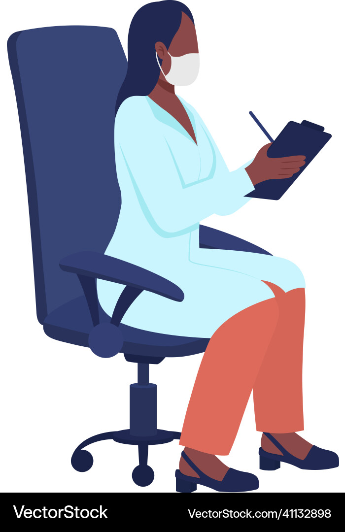 Doctor writing treatment plan semi flat color Vector Image