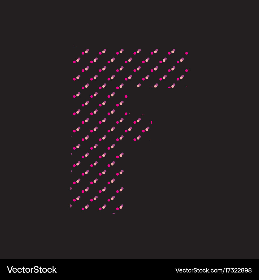 F dotted alphabet letter isolated on black Vector Image