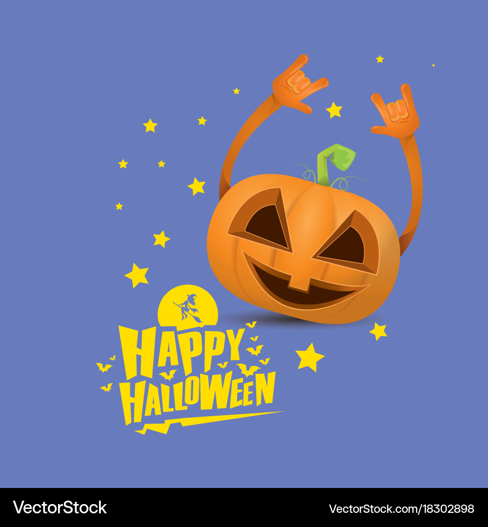Halloween funky rock n roll style pumpkin Vector Image