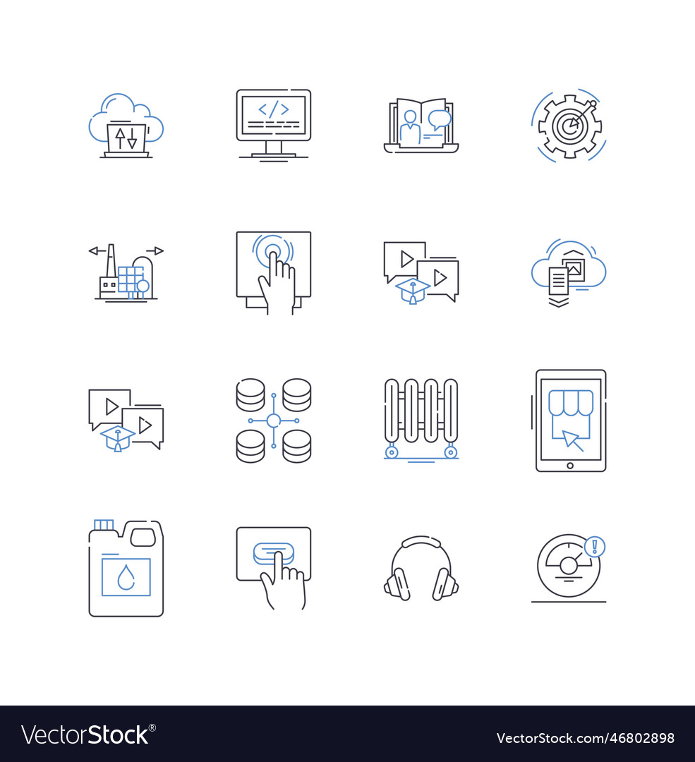 Machines line icons collection mechanism gadget Vector Image Machines line icons collection mechanism gadget Vector Image