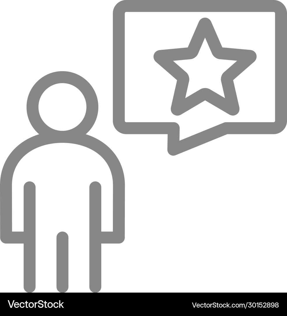 Man with star in speech bubble line icon add Vector Image