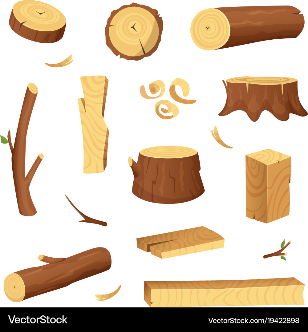 Materials for wood industry tree lumber trunk Vector Image