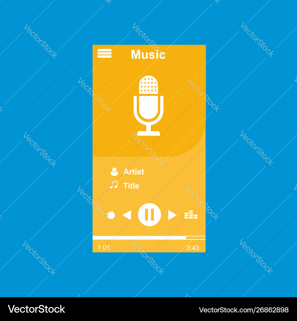 Media player application app template with flat Vector Image