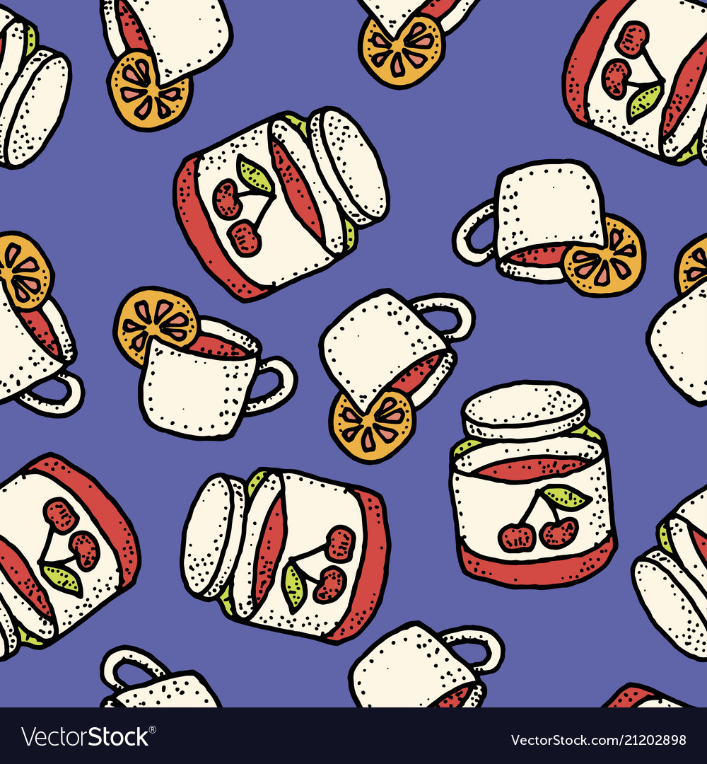 Seamless pattern with tea lemon Royalty Free Vector Image
