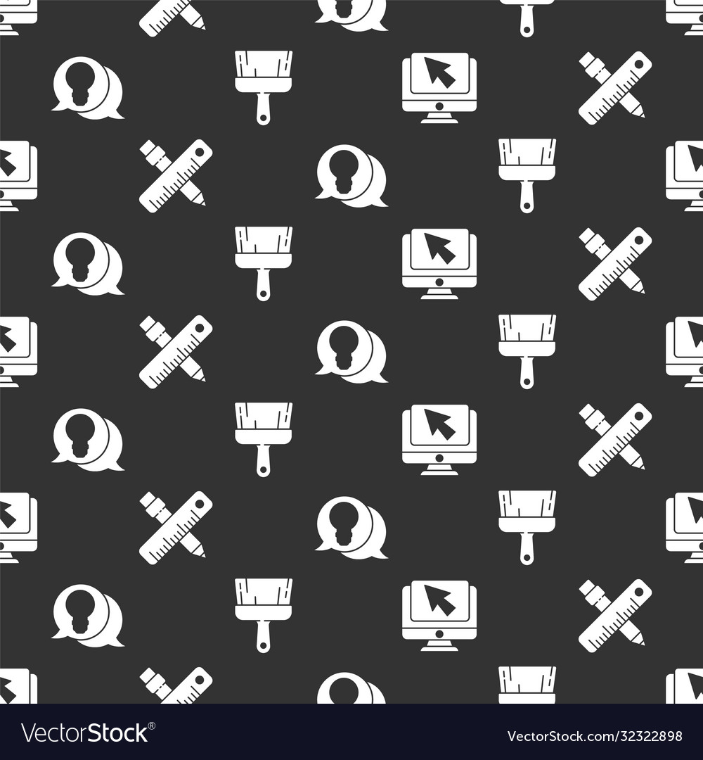 Set computer monitor and cursor crossed ruler Vector Image