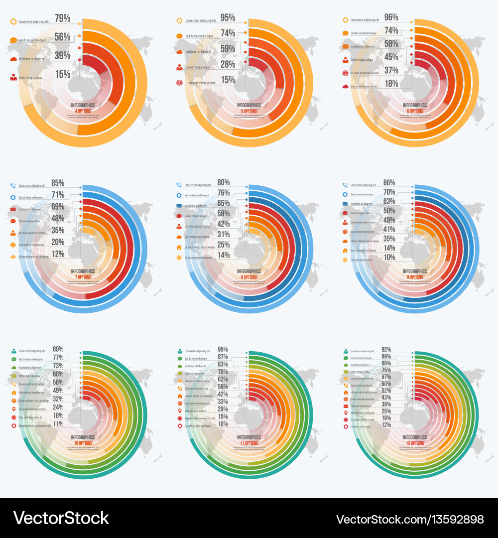 Set of circle informative infographics Royalty Free Vector
