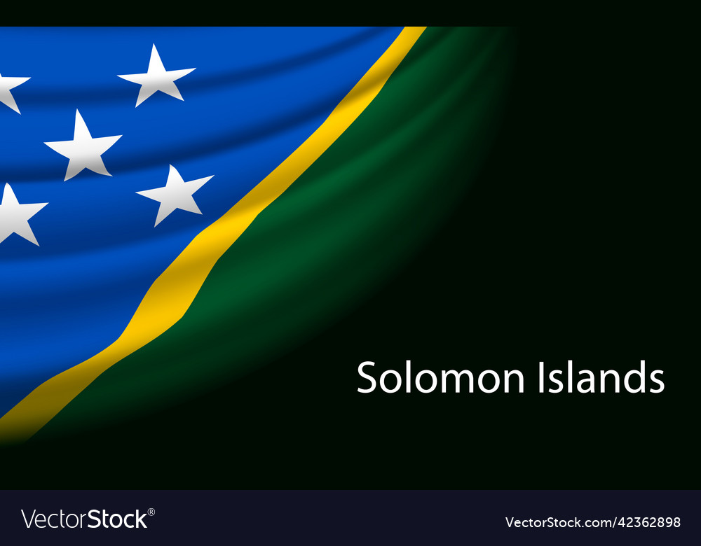 Wave flag of solomon islands on dark background Vector Image