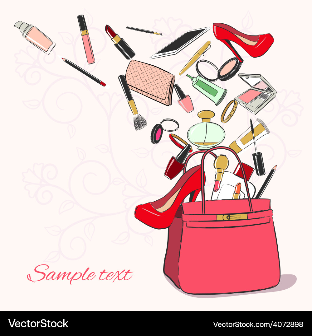 Woman bag with cosmetics Royalty Free Vector Image