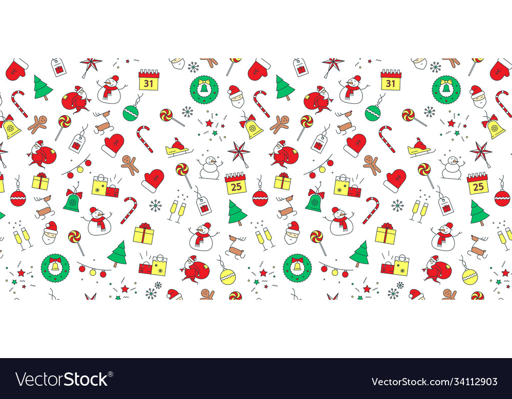 Christmas icons seamless pattern Royalty Free Vector Image