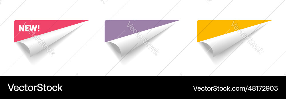 Corner new fold paper tab red yellow purple Vector Image