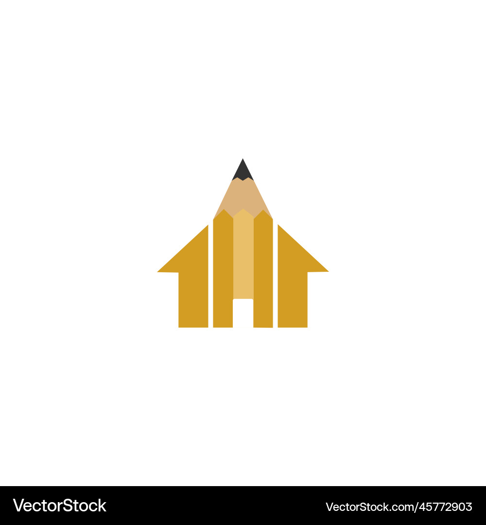 Creative house home with pencil icon logo Vector Image