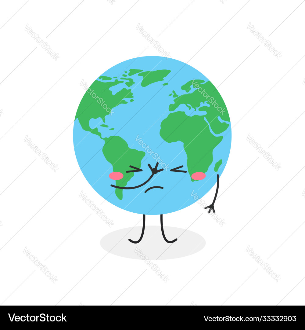 Funny cartoon globe character with facepalm Vector Image