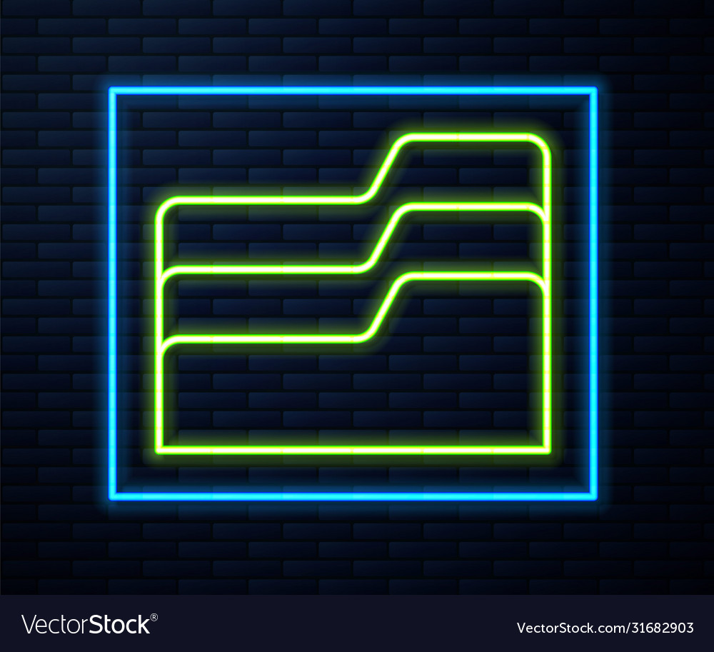 Glowing neon line document folder icon isolated Vector Image