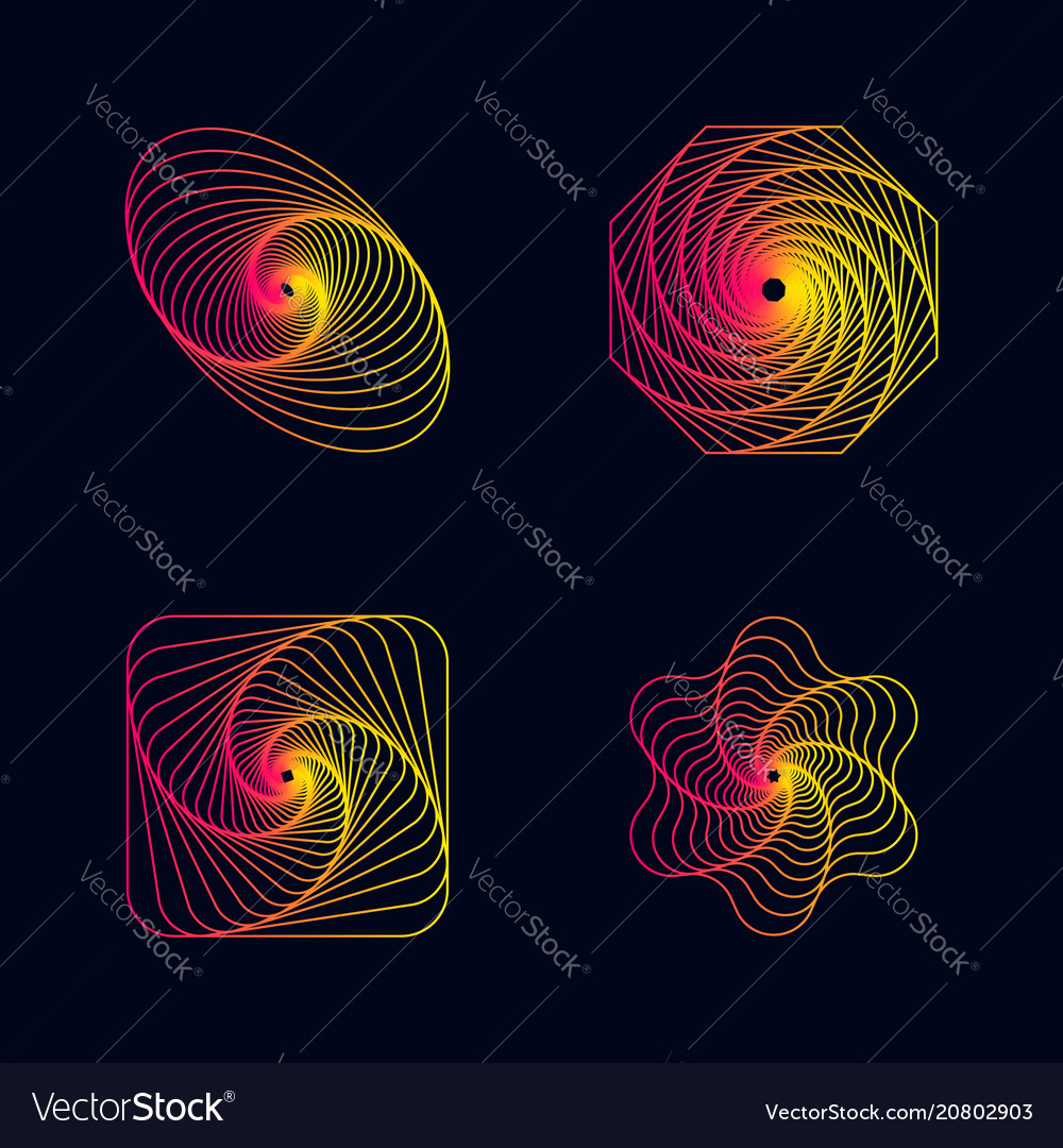 Gradient line spiral designs elements Royalty Free Vector