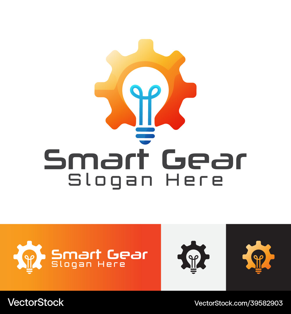 Modern smart gear logo brainstorming ideas icon Vector Image