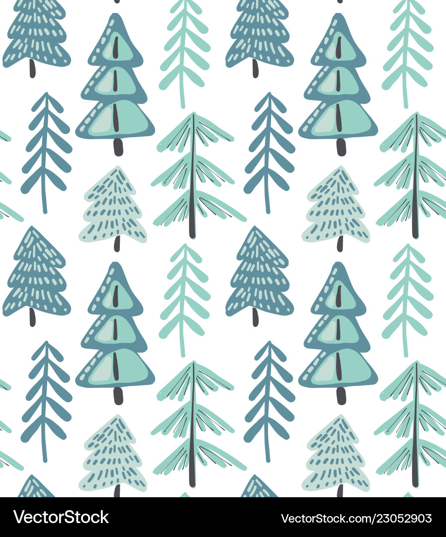 Seamless pattern with winter fir forest Royalty Free Vector