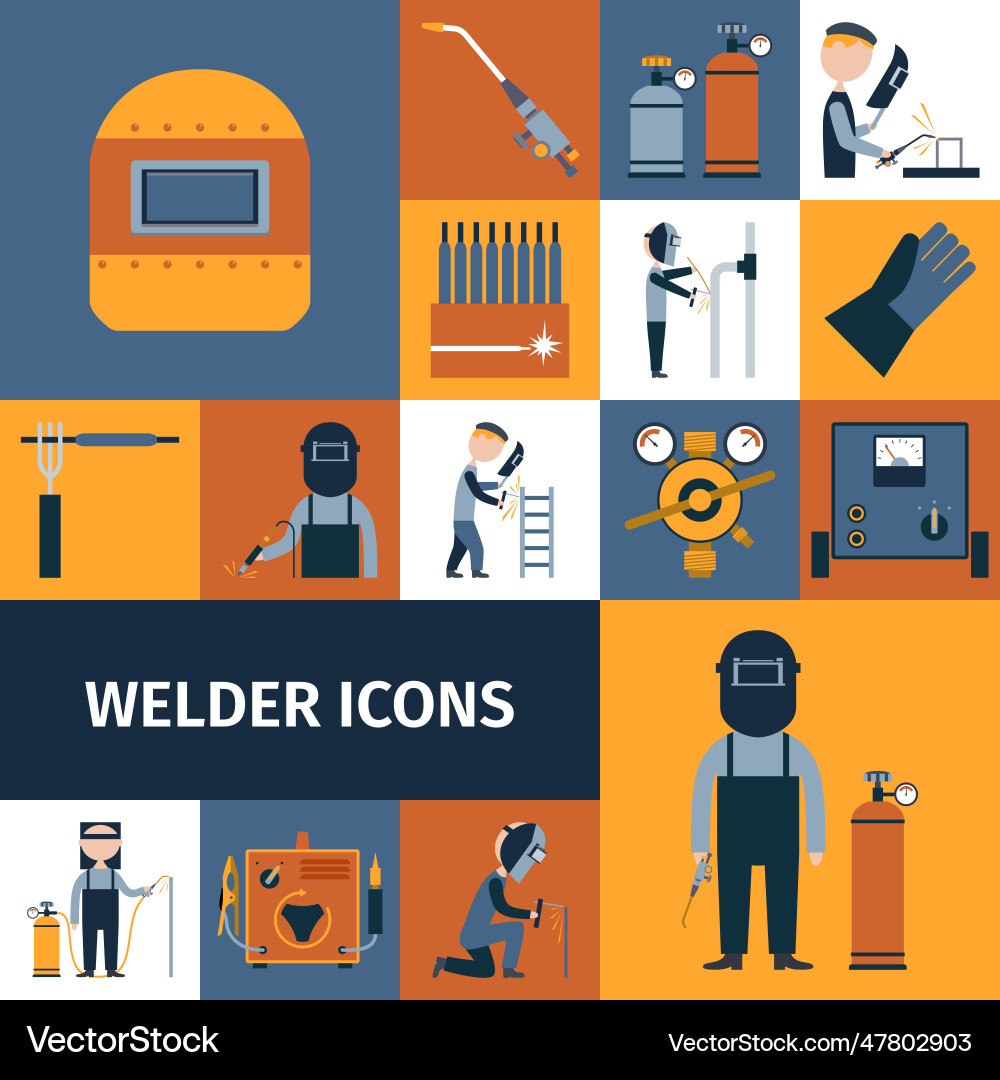 Welder icons set icons set Royalty Free Vector Image