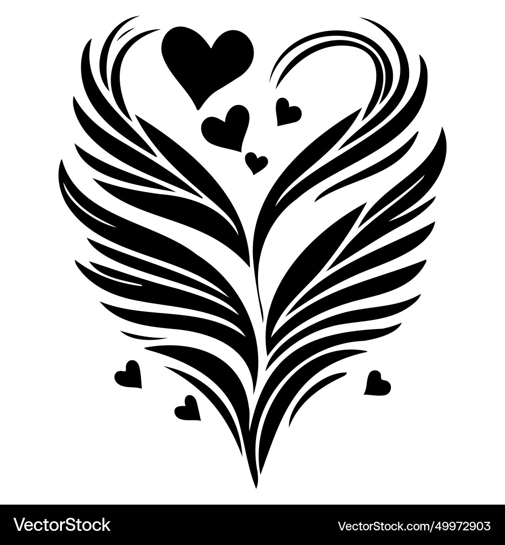 Wing fly heart valentine sketch hand draw Vector Image