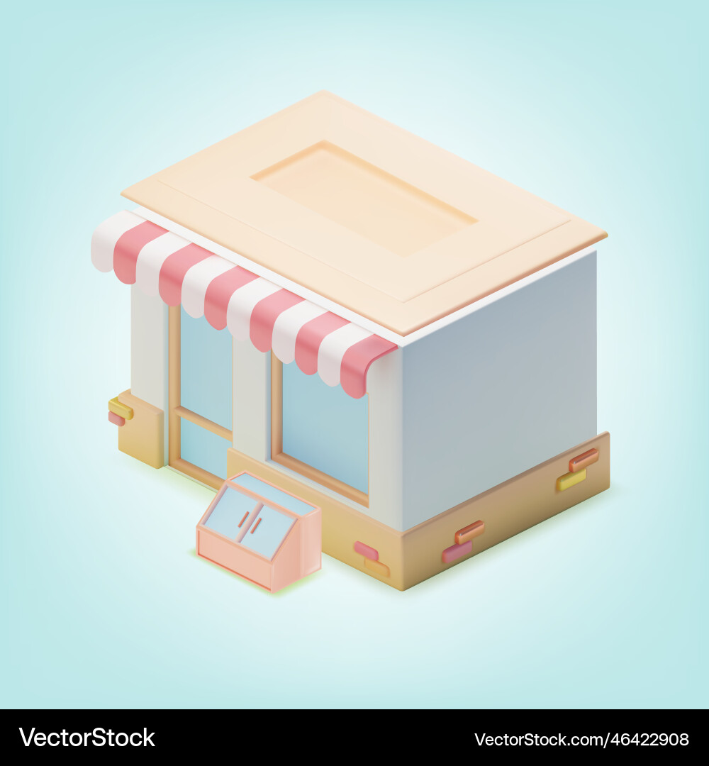 3d minimal convenience store cartoon style Vector Image