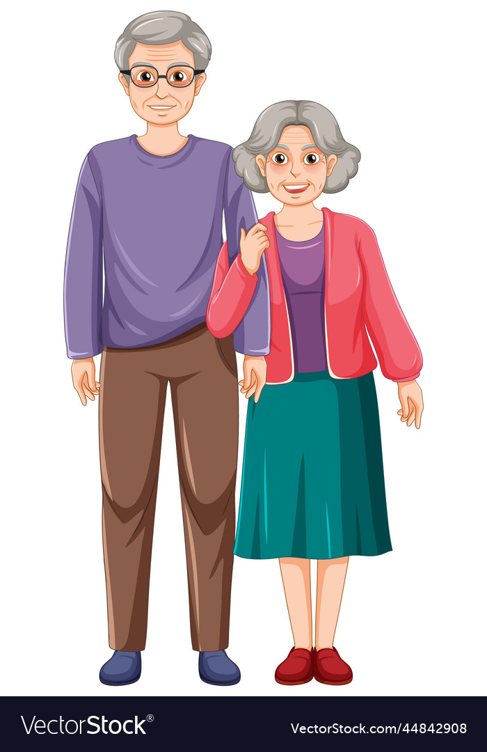 A senior couple cartoon character Royalty Free Vector Image A senior couple cartoon character Royalty Free Vector Image