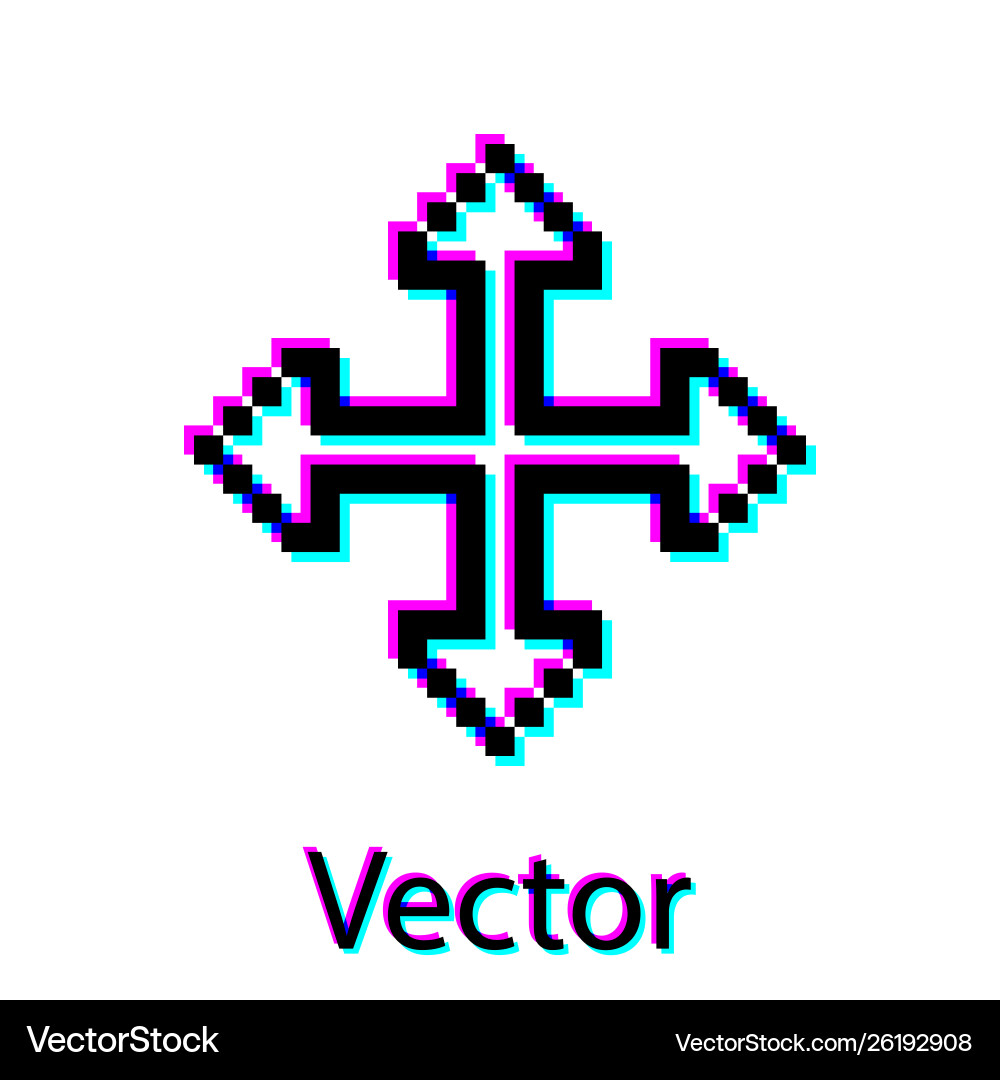 Black pixel arrows in four directions icon Vector Image