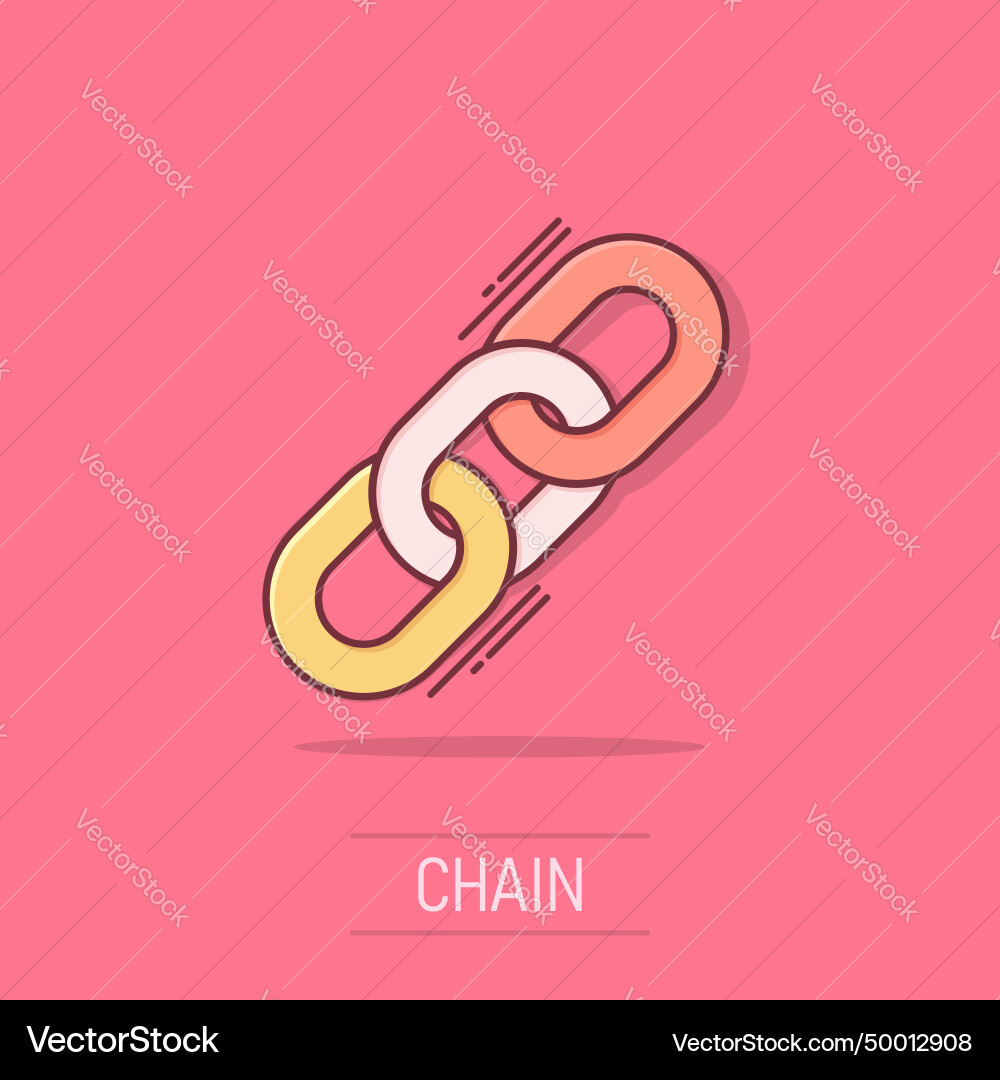 Chain sign icon in comic style link cartoon on Vector Image