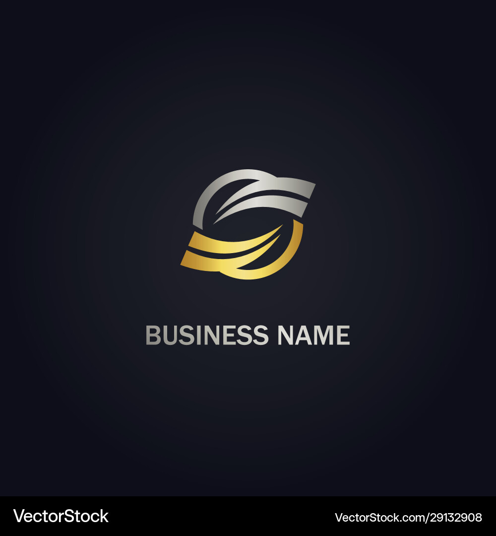 Circle curve round business gold logo Royalty Free Vector