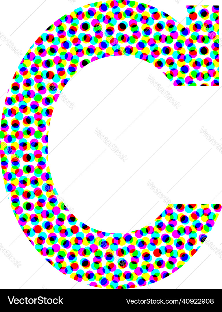 Colorful halftone font design letter c Royalty Free Vector