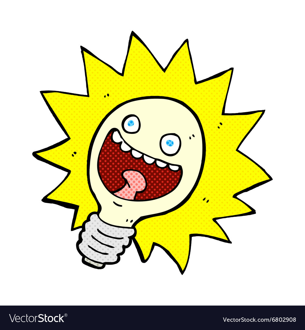 Comic cartoon lightbulb Royalty Free Vector Image