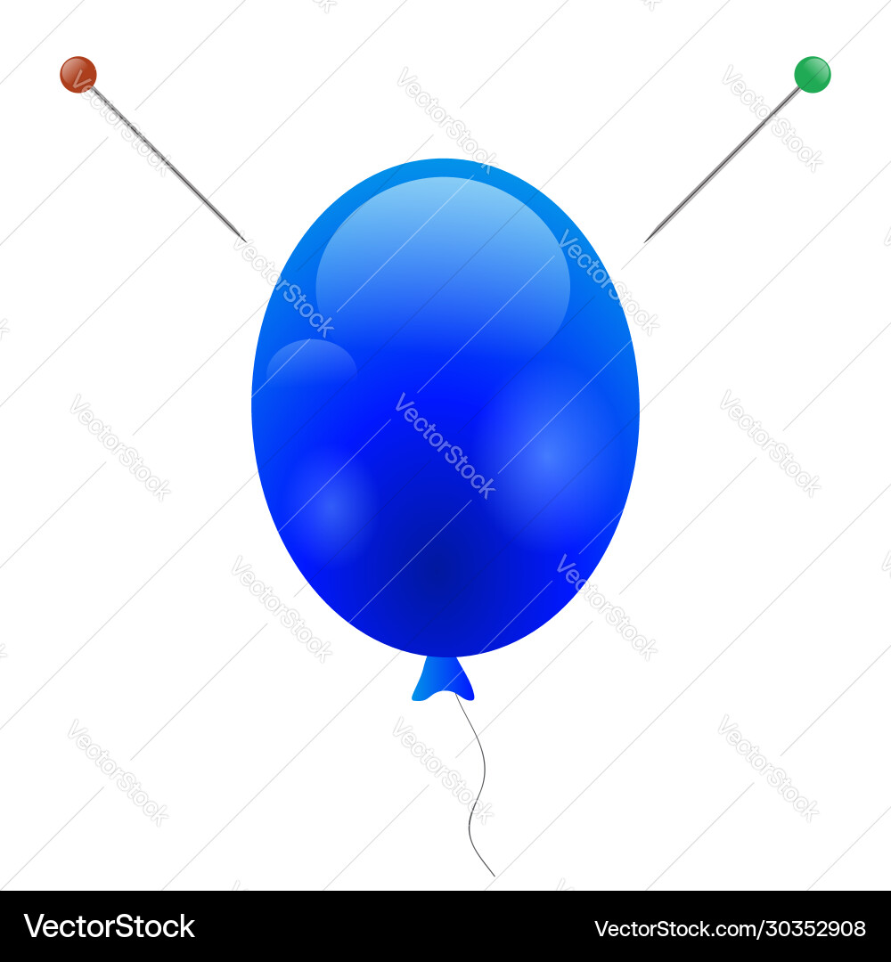 Flying balloon and pin isolated on white Vector Image
