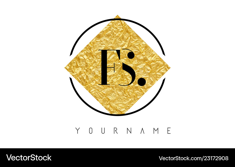 Fs letter logo with golden foil texture Royalty Free Vector