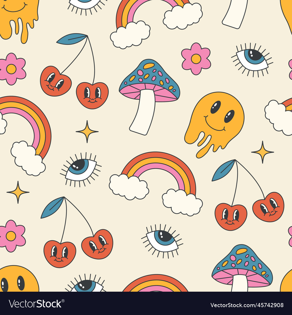 Groovy seamless pattern Royalty Free Vector Image