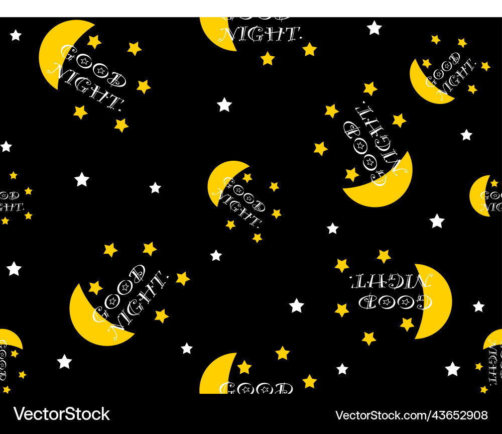 Moon and stars cartoon character seamless pattern Vector Image