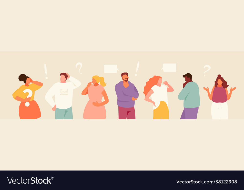 Puzzled thinking people problem solving Royalty Free Vector