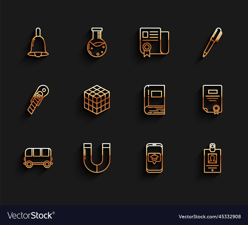 Set line school bus magnet ringing bell Royalty Free Vector Set line school bus magnet ringing bell Royalty Free Vector