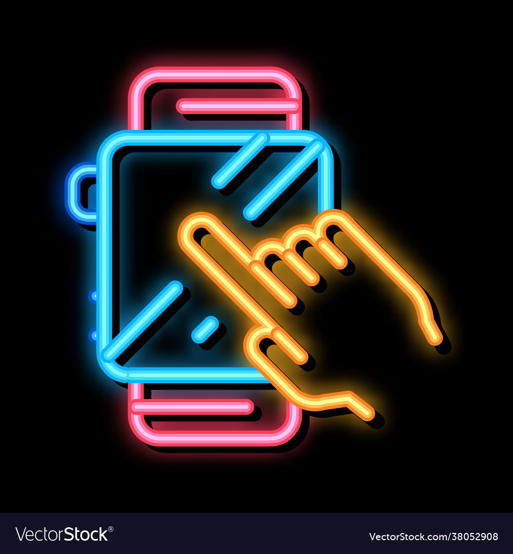 Smart watch neon glow icon Royalty Free Vector Image