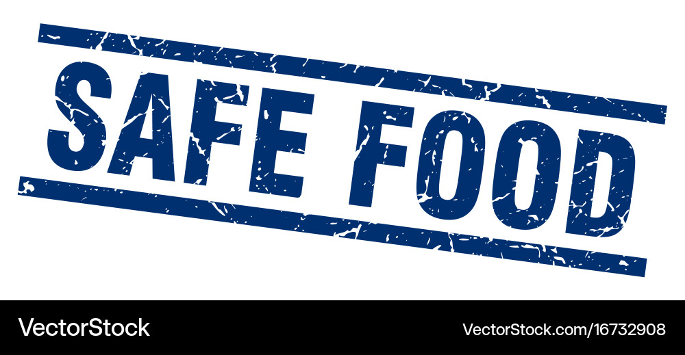 Square grunge blue safe food stamp Royalty Free Vector Image