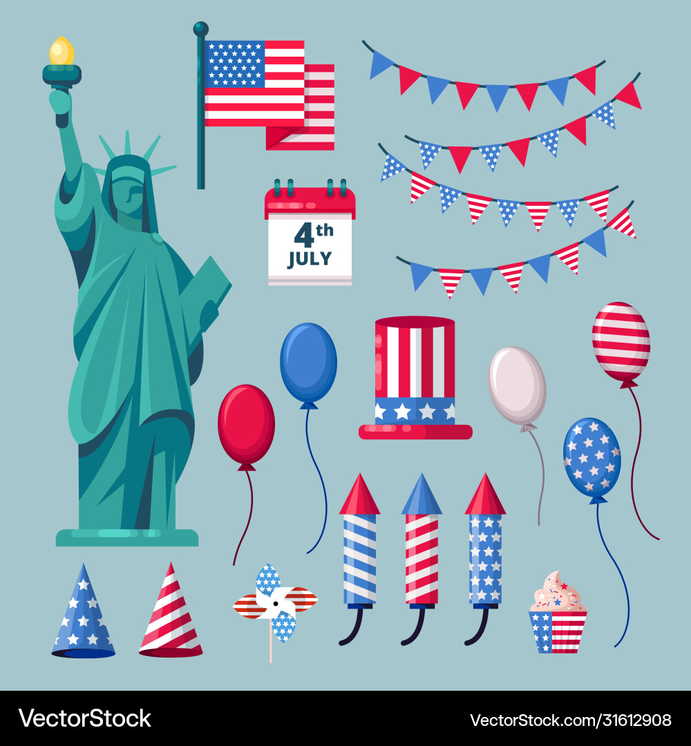 Usa holiday icons and design elements for 4 Vector Image